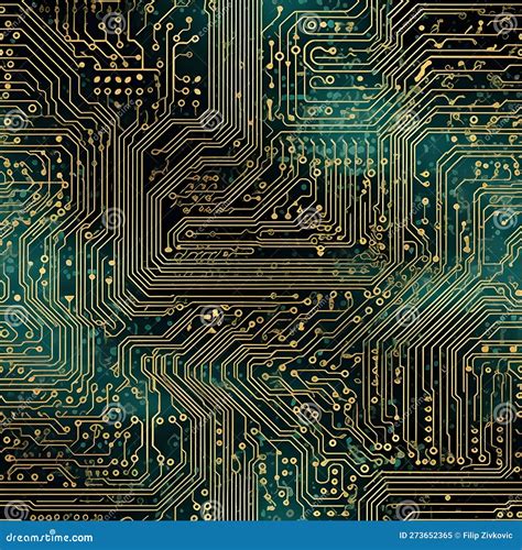 seamless circuit board tile pattern texture generative ai stock