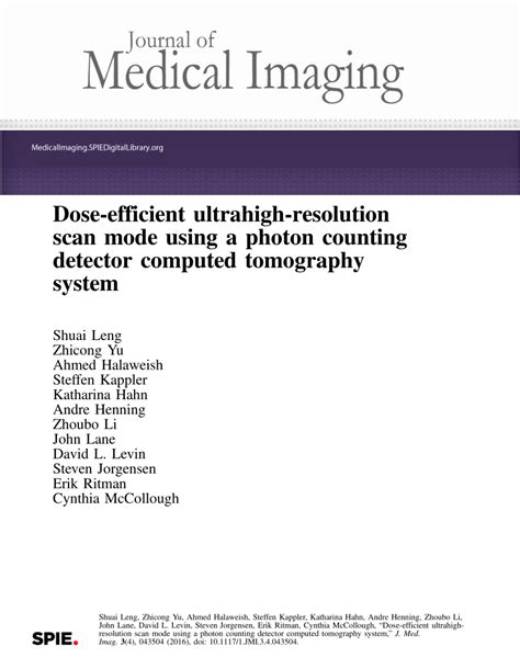 Pdf Dose Efficient Ultrahigh Resolution Scan Mode Using A Photon Counting Detector Computed