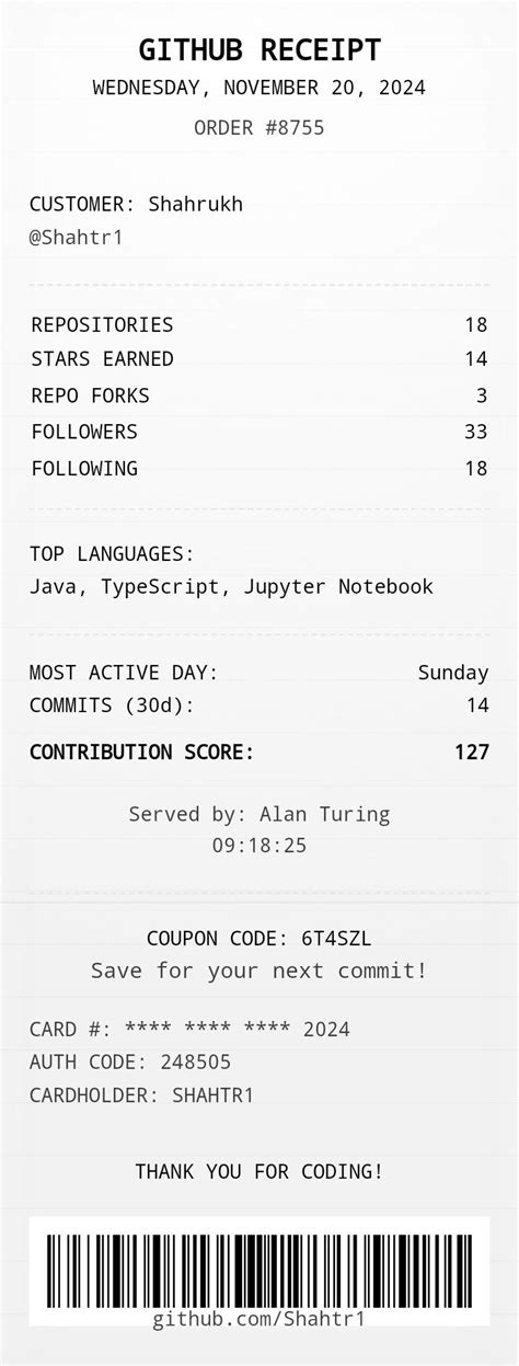 Shahrukh Tramboo On Linkedin Github Receipt