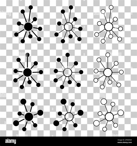 Set Of Hub Flat Network Icon Connect Structure Vector Symbol Isolated Background Technology