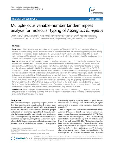Pdf Multiple Locus Variable Number Tandem Repeat Analysis For