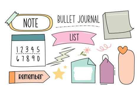 Set Of Cute Bullet Journal Notes Paper Graphic By Deemka Studio