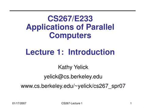 PPT CS E Applications Of Parallel Computers Lecture Introduction PowerPoint