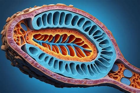 Premium Photo Close Up Cross Section View Of A Mitochondria On A Blue Background 3d Rendering