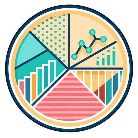 Colorful Circular Chart With Line Graph Bar Graph Striped And Dotted Patterns Premium Ai
