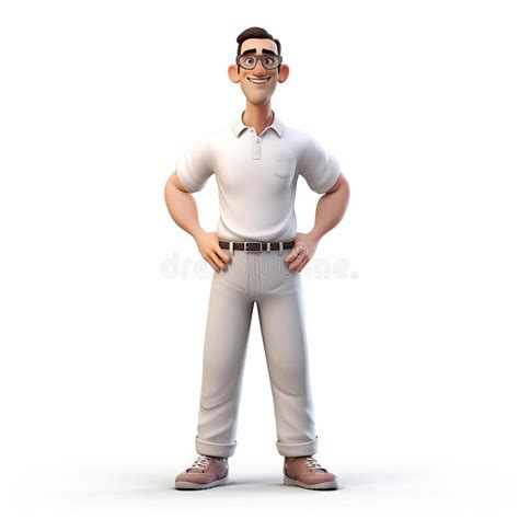 3d render cartoon of adult figure on white background stock