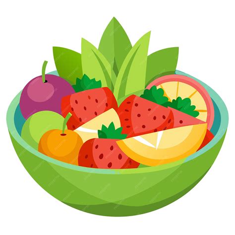 Fruit Salad Clipart Cartoon Style Vector Illustration Premium Ai