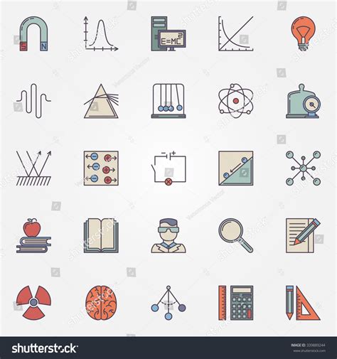Physics Flat Icons Set Vector Colorful Stock Vector 339889244 Shutterstock