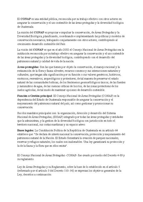 Conap El Conap Es Una Entidad Pública Reconocida Por Su Trabajo Efectivo Con Otros Actores En