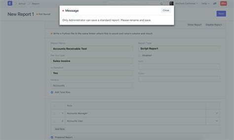 Prepared Report System User Cannot Configure · Issue 16057 · Frappe