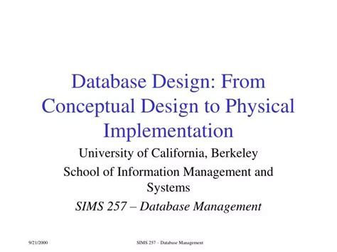PPT Database Design From Conceptual Design To Physical Implementation PowerPoint Presentation