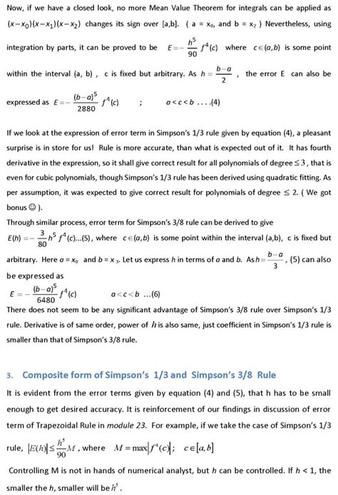 Error Analysis In Composite Simpsons 13 And 38 Rule Numerical Methods
