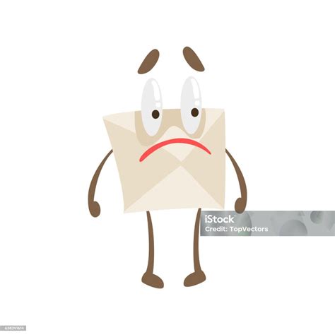 실망 한 인간화 편지 종이 Envelop 만화 캐릭터 이모티콘 일러스트 감정에 대한 스톡 벡터 아트 및 기타 이미지 감정