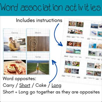 CELF Word Classes Activity Word Association Opposites Speech Therapy