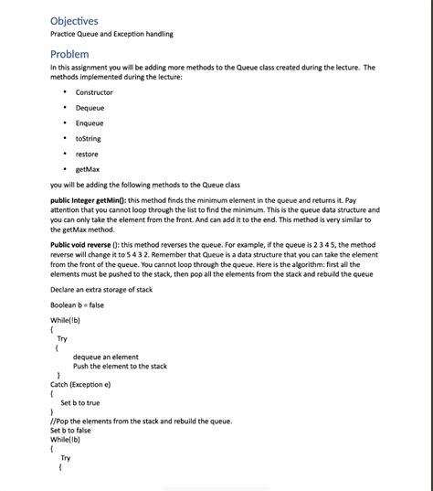 Solved Objectives Practice Queue And Exception Handling