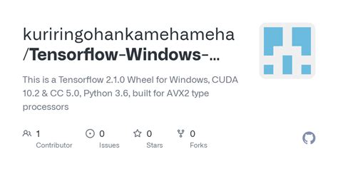Github Kuriringohankamehameha Tensorflow Windows Wheel This Is A Tensorflow Wheel For