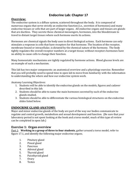 Endocrine Lab Chapter 17