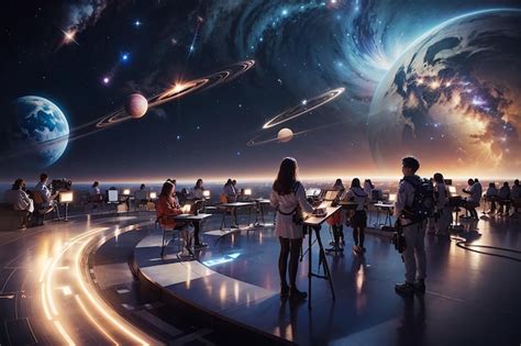 Premium Ai Image Astroeducation Futuristic Astronomy Classes That Reach For The Stars
