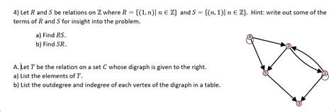 Solved 4 Let R And S Be Relations On Z Where R { 1