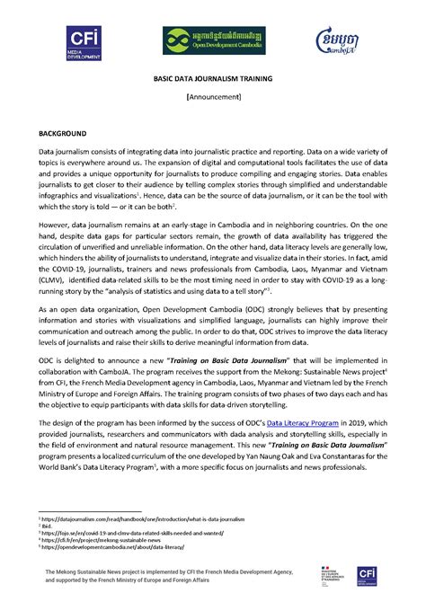 announcement basic data journalism training open development