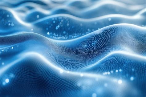 Abstract Representation Of Flowing Blue Waves Illuminated With Soft