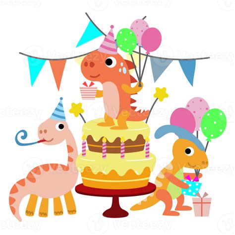 Happy Birthday Dinosaur Party Cake Happy Dino Clipart 28243343 Png