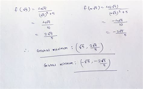 Solved Find The Exact Global Maximum And Minimum Values Of The