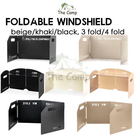 Foldable Outdoor Windshield 3 4 Fold Top Stove Windscreen Wind Sheild Portable Camping Cooking