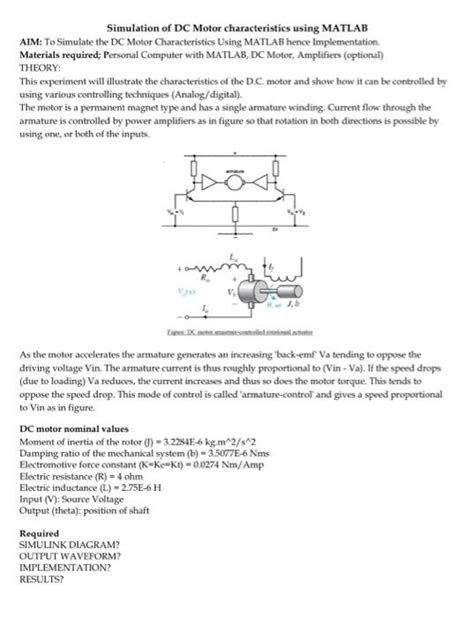 Simulation Of DC Motor Characteristics Using MATLAB Chegg Com