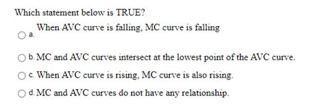 solved which statement below is true when avc curve is