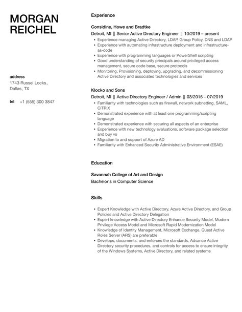Active Directory Engineer Resume Samples Velvet Jobs