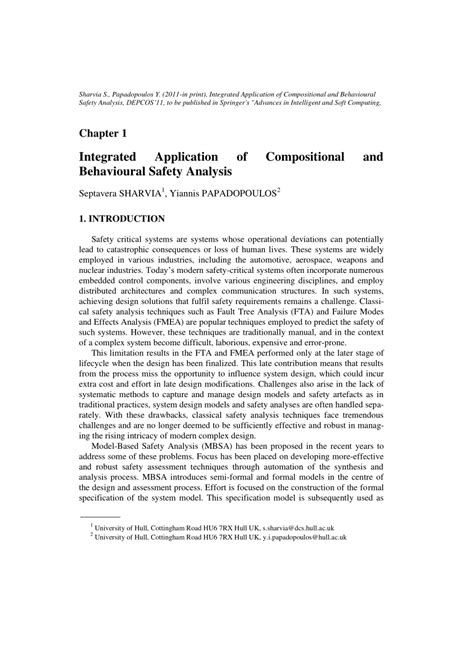 Pdf Integrated Application Of Compositional And Behavioural Safety Analysis