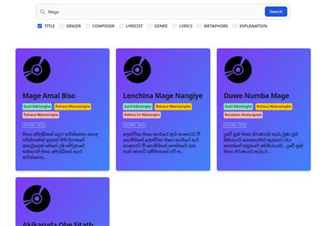 Github Thilinatlmsinhala Song Search Engine Text Corpus And Search