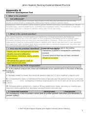 FORM Appendix B Question Development Tool Docx Johns Hopkins Nursing Evidence Based