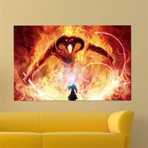 Lord Of The Rings Canvas Art Gandalf Vs Balrog Tempered Glass Print Etsy