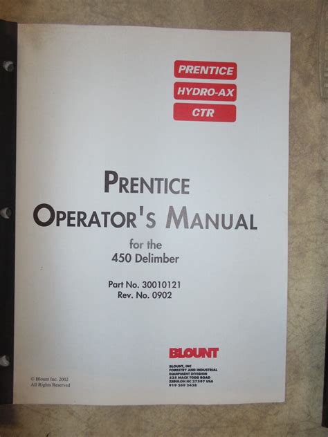 Prentice 450 Delimber Operator Manual Used Equipment Manuals