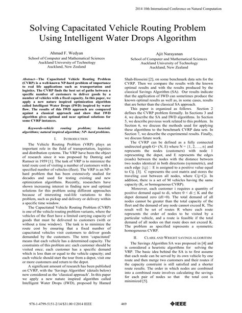 pdf solving capacitated vehicle routing problem using intelligent