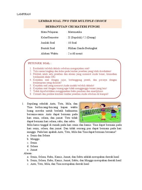 Soal Two Tier Multiple Choice Berbantuan Cri Pdf