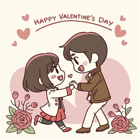 A Cartoon Couple Is Holding Hands And Saying Happy Valentines Day