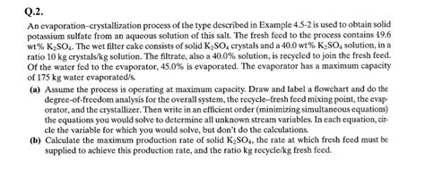 Solved An Evaporation Crystallization Process Of The Type