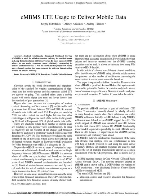 Embms Lte Usage To Deliver Mobile Data Pdf Computer Network Multicast