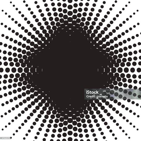 하프톤 방사형 패턴 배경입니다 복고풍 벡터 점 텍스처입니다 초록 배경 동심을 점선입니다 흑인과 백인 0명에 대한 스톡 벡터 아트
