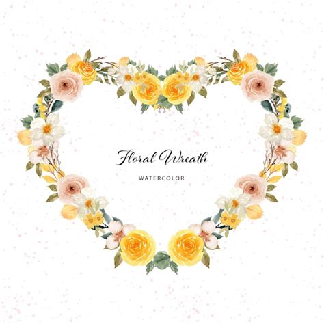 귀여운 빈티지 소박한 수채화 꽃 화환 무료 벡터