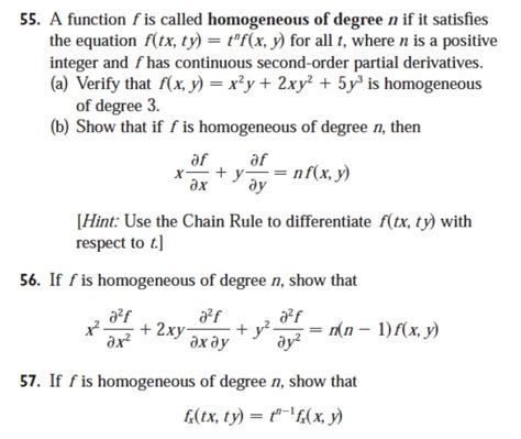 Solved 55 A Function F Is Called Homogeneous Of Degree N If