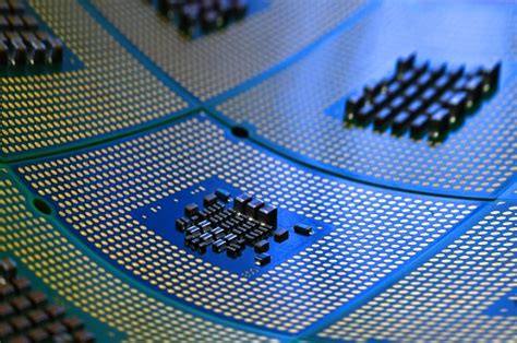 Close Up Of Aligned Cpu Computer Processor Image Distortion As