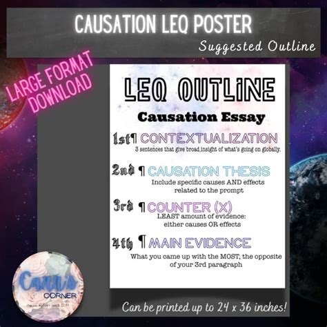 Causation Leq Classroom Poster Suggested Outline By Carrs Corner