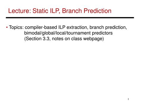 ppt lecture static ilp branch prediction powerpoint presentation