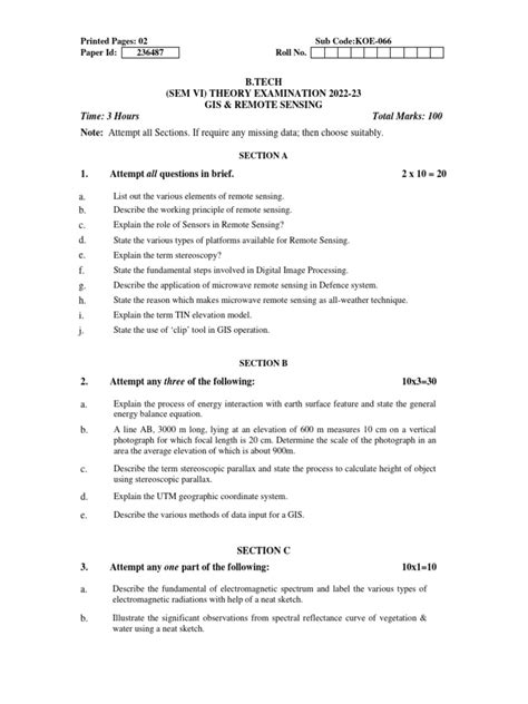 Gis Remote Sensing Koe 066 22 23 Pdf Remote Sensing Geographic