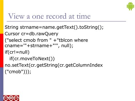 Android Sqlite Database Oriented Application Development Ppt