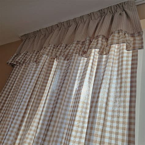 Light Brown Gingham Ruffle Curtains And Valances Custom Buffalo